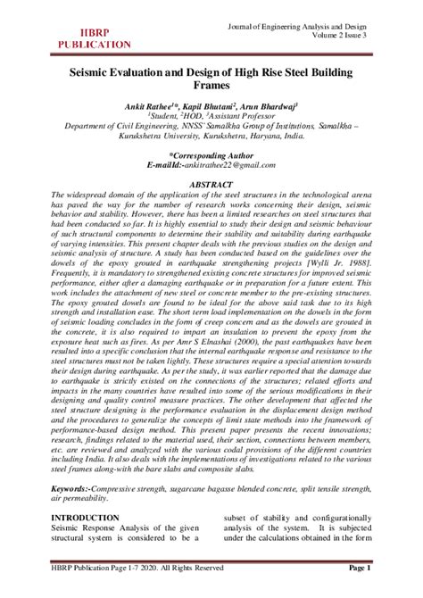 Pdf Seismic Evaluation And Design Of High Rise Steel Building Frames