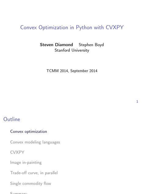 Cvxpy Convex Optimization Tcmm2014 Slides Pdf Mathematical