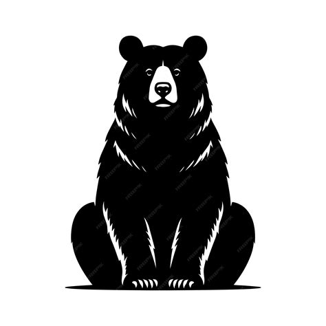 Bear Sitting Silhouette Vector Illustration Isolated On White