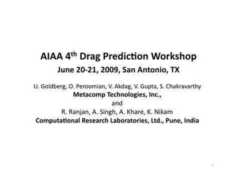 Pdf Aiaa 4th Drag Prediction Workshop Blind Drag Prediction Of A Nasa Common Research Model