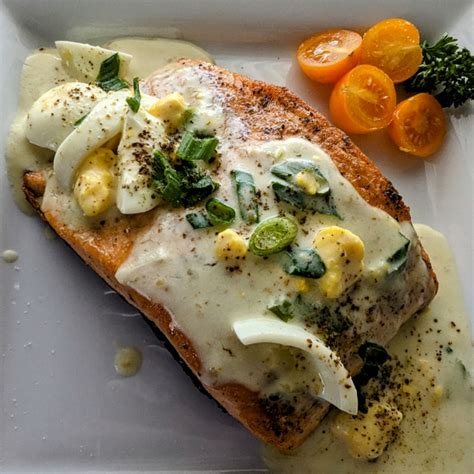 Salmon With An Old Fashioned Egg Sauce Kilted Chef