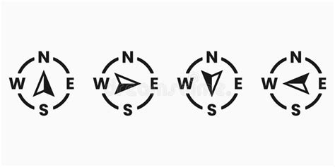 Vector Compass Icons Of North South East And West Direction Map Symbol Arrow Icon Stock