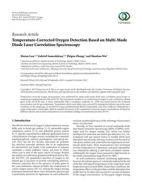 Pdf Temperature Corrected Oxygen Detection Based On Multi Mode Diode