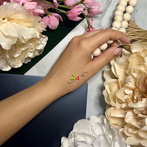 Small Mistletoe Swirl Temporary Tattoo Etsy