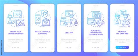 Protect Yourself From Hackers Scams Blue Gradient Onboarding Mobile App