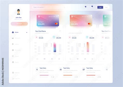 Infographic Dashboard UI Design With Graphs Charts And Diagrams Web Interface Template For