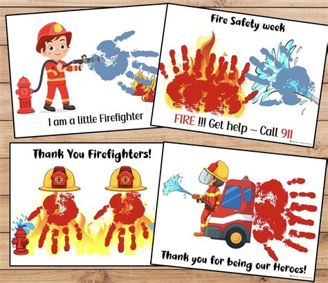 Firefighter Handprint Fire Safety Week Craft Firetruck Art Fire