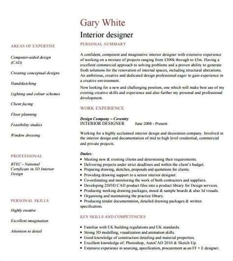 Professional Interior Design Resume Template