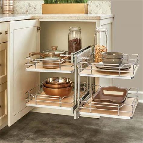 REV A SHELF 15 Two Tier Blind Corner Organizer With Soft Close Maple Rev A Shelf 53PSP 15SC MP