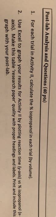 Solved Post Lab Analysis And Questions 40 Pts 1 For Each