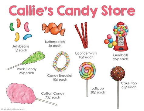 Candy Store Money Math Task Cards Picture Version Color Minds In