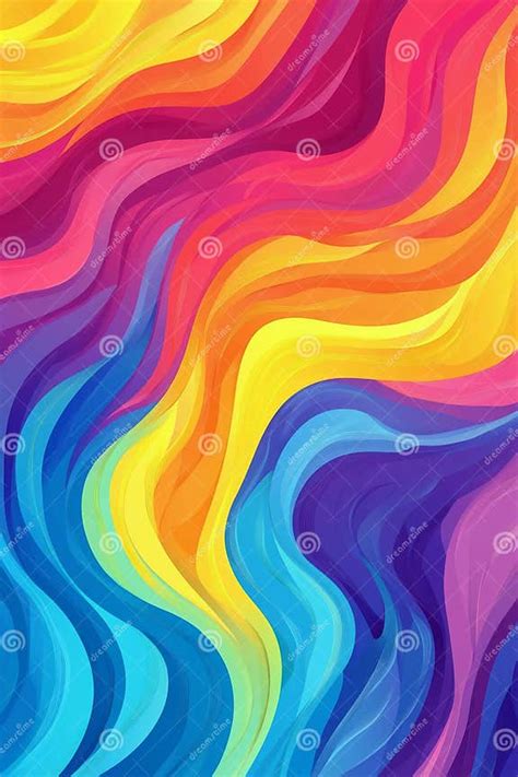 Colorful Abstract Waves Flowing Smoothly In Vibrant Hues Over A Soft White Background Stock
