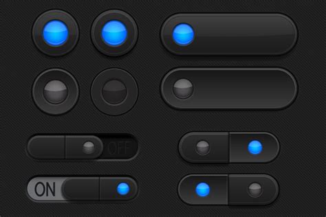 Toggle Switch Interface Buttons Gray Elements Vector Image