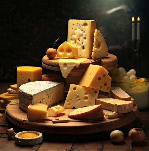 Premium Photo Different Types Of Cheese On Wood Board Cheeses Mix Maasdam Cheddar Camembert