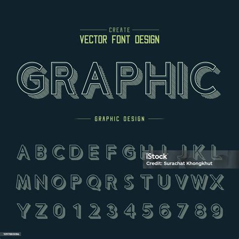 글꼴 및 문자 벡터 선 그림자 디자인 서체 및 숫자 배경 그래픽 텍스트 3차원 형태에 대한 스톡 벡터 아트 및 기타 이미지