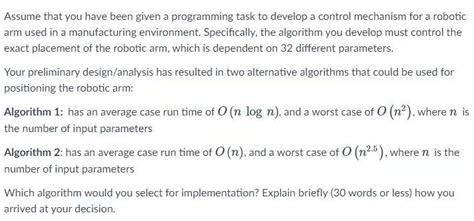 Solved Assume That You Have Been Given A Programming Task To