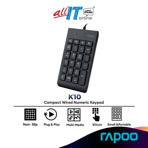 Rapoo K10 Compact Wired Numeric Keypad Number Pad Num Pad 23 Keys Shopee Malaysia