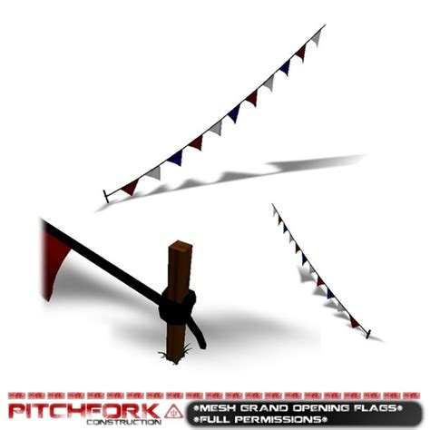 Second Life Marketplace Pitchfork Mesh Grand Opening Flags Full Permissions
