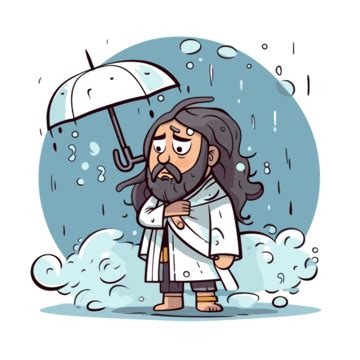 Jesus Calms The Storm Sticker Clipart Cartoon Cartoon Man In The Rain