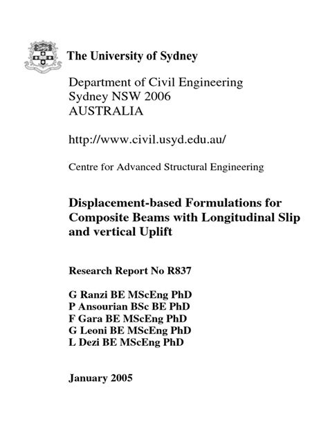Displacement Based Formulations For Composite Beams With Longitudinal Slip And Vertical Uplift