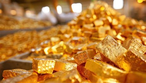 A Pile Of Gold Bars In A Factory Setting Stock Image Image Of Stack Metalwork 328824937