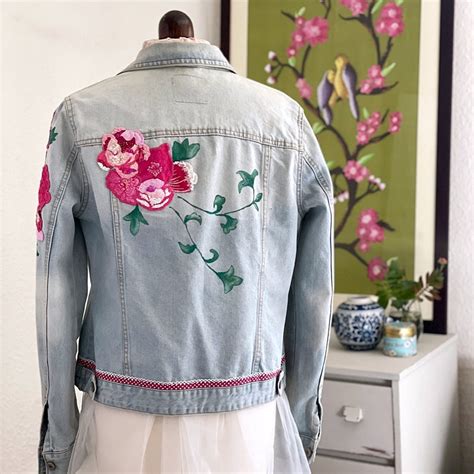 Hand Embroidered Denim Jacket For Women Send In Service For Custom
