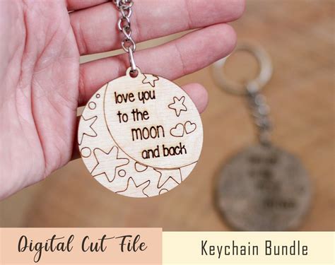 Glowforge Keychain Svg Moon Keychain Svg Laser Love You To The Moon And Back Glowforge Svg