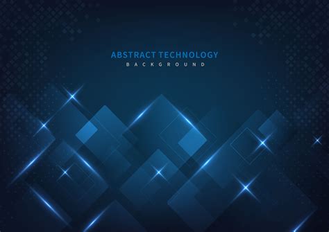 Abstract Technology Futuristic Digital Concept Square Pattern With Lighting Glowing Particles