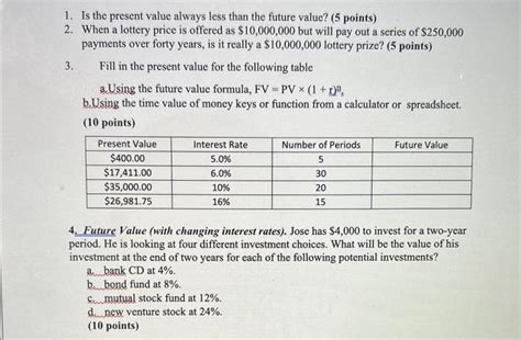 solved 1 is the present value always less than the future