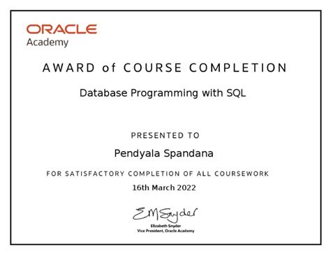 Dbms Course Certificate Pdf