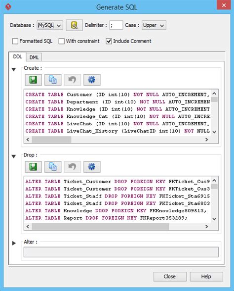 Copying Sql Statements From Entities In Erd Visual Paradigm