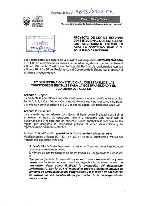 plantean que congresistas sean renovados en sus curules a los dos años