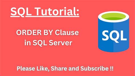 24 Order By Clause In Sql Sql Order By Clause Sql Tutorial Youtube