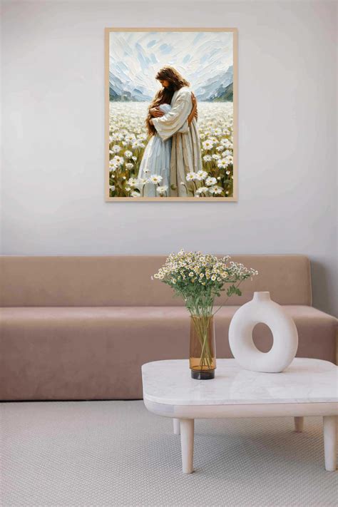 His Love Christian Wall Art Jesus Hugging Woman Jesus Art Lds