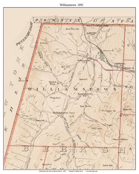 Williamstown 1891 Old Town Map Reprint Berkshire Co 1891 Atlas