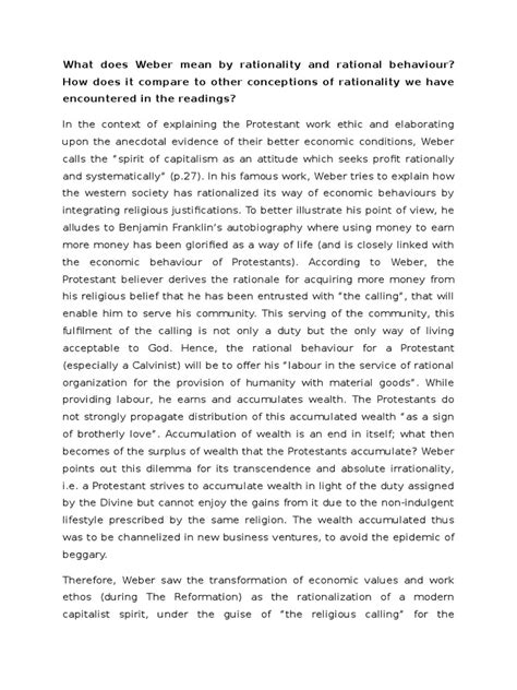 Weber Rationality Pdf Max Weber Rationality