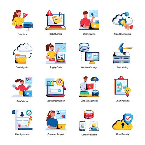 Modern Flat Icons Depicting Data Handling 43339514 Vector Art At Vecteezy