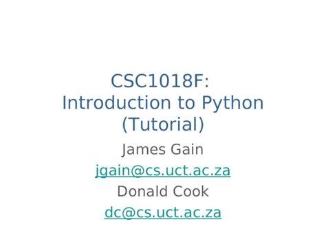 PPT CSC1018F Introduction To Python Tutorial DOKUMEN TIPS