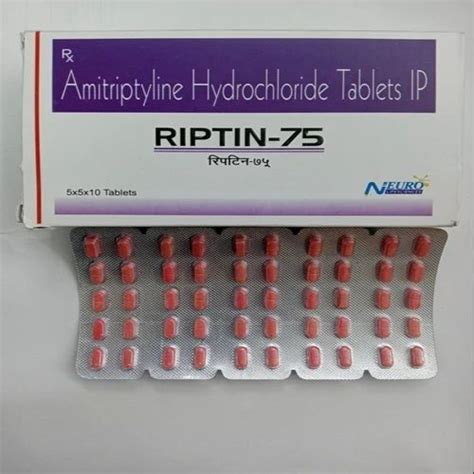 Riptin 75 Mg Amitriptyline Hydrochloride Tablet At ₹ 200 Stripe
