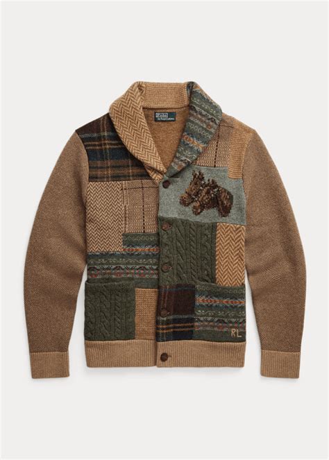Polo Ralph Lauren Patchwork Wool Shawl Cardigan Flawless Crowns