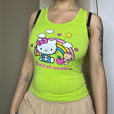 Green Hello Kitty Tank Size S Never Worn Only Tried Depop