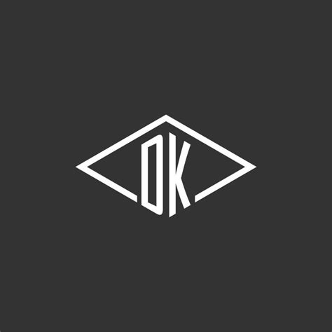 Initials Dk Logo Monogram With Simple Diamond Line Style Design