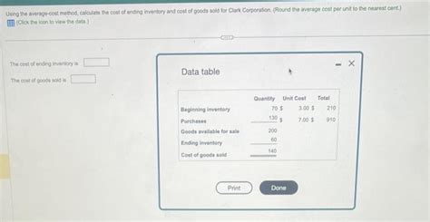 Solved Using The Average Cost Method Calculate The Cost Of Chegg