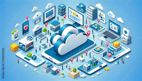 3d Flat Vector As Cloud Data Synchronization With Devices And Cloud