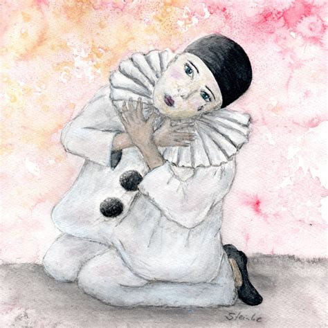 Der Kleine Pierrot Salztechnik Traurig Pierrot Pantomime Von
