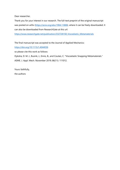 Pdf Viscoelastic Metamaterials