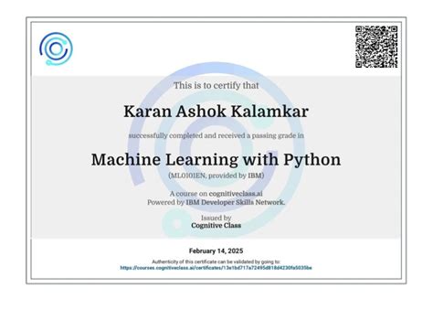 Machinelearning Python Certification Karan Kalamkar