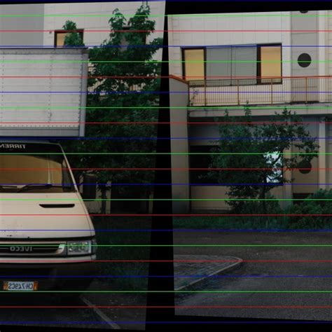 An Example Of Rectified Stereo Pair Some Epipolar Lines Are Drawn On Download Scientific