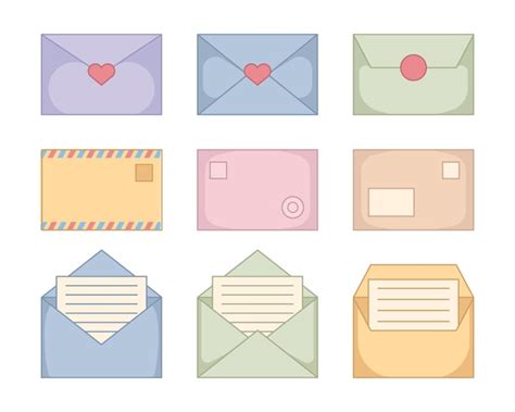 Premium Vector Cute Love Letter Mail Email Flat Icon Vector Illustrator
