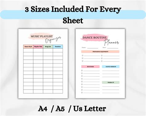 Printable Dance Planner Dance Routine Planner Dance Journal Dance